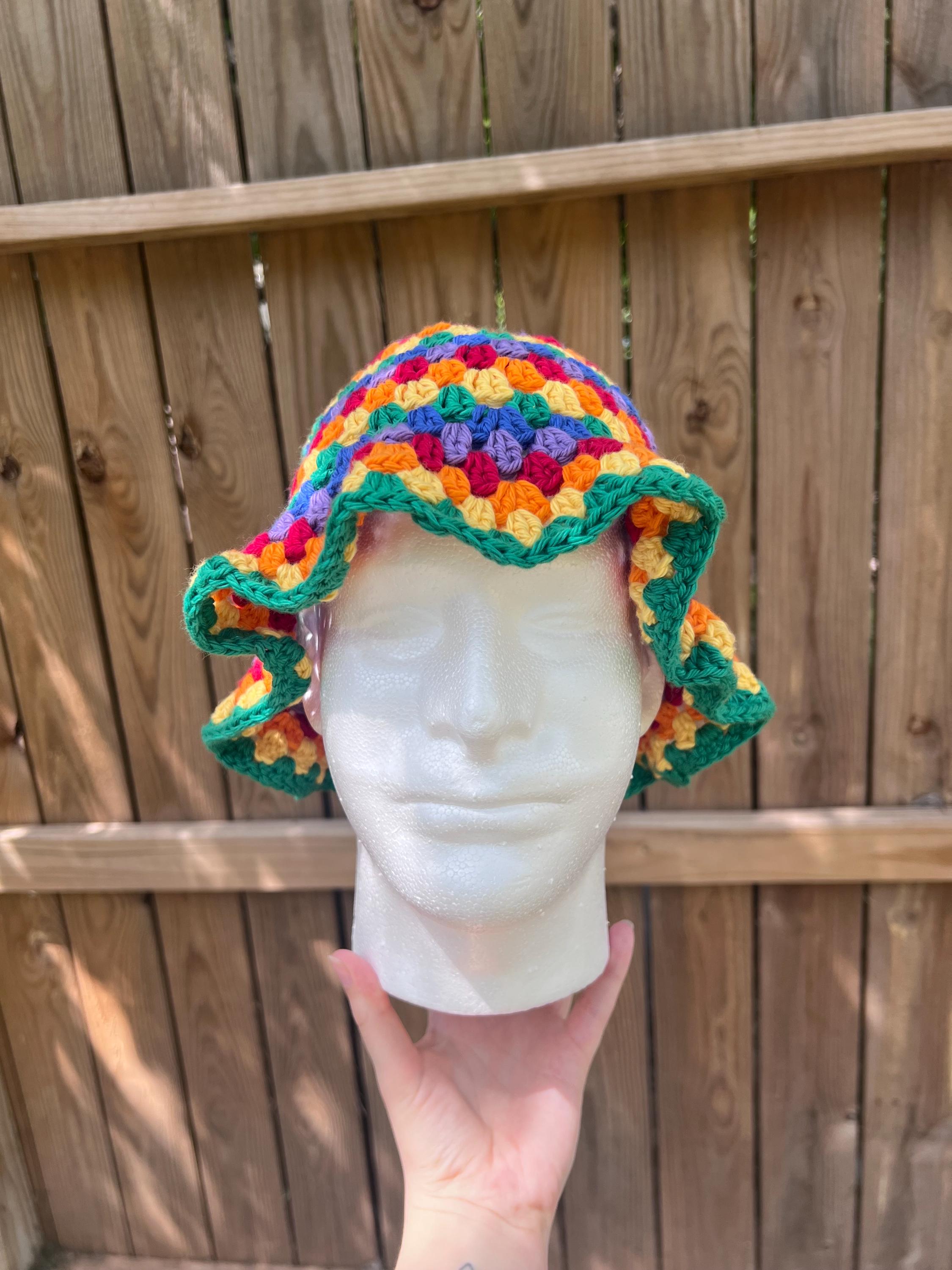 Rainbow Handmade Crochet Bucket Hat- Bright Colors - Etsy