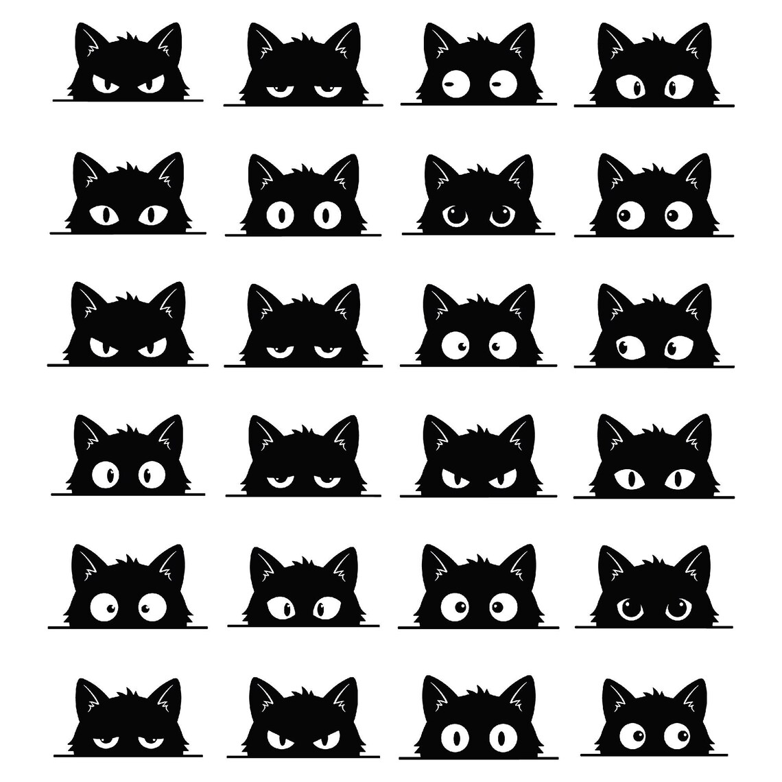 Peeking Black Cat SVG Bundle | Cute Cat SVG | Cat Face Peek SVG ...