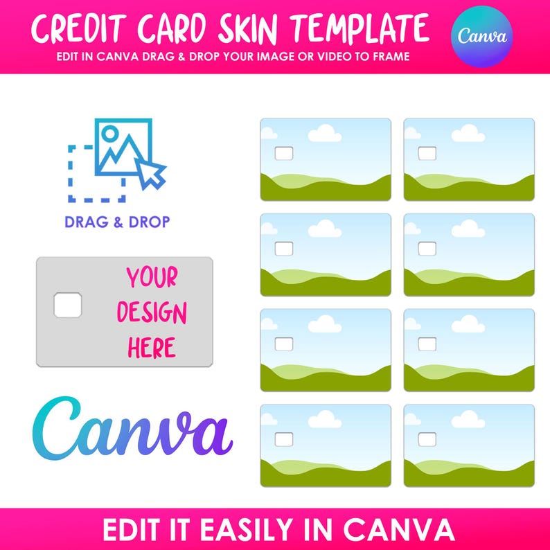 Editable Credit Card Skin Template: DIY Card Cover, Sublimation ...