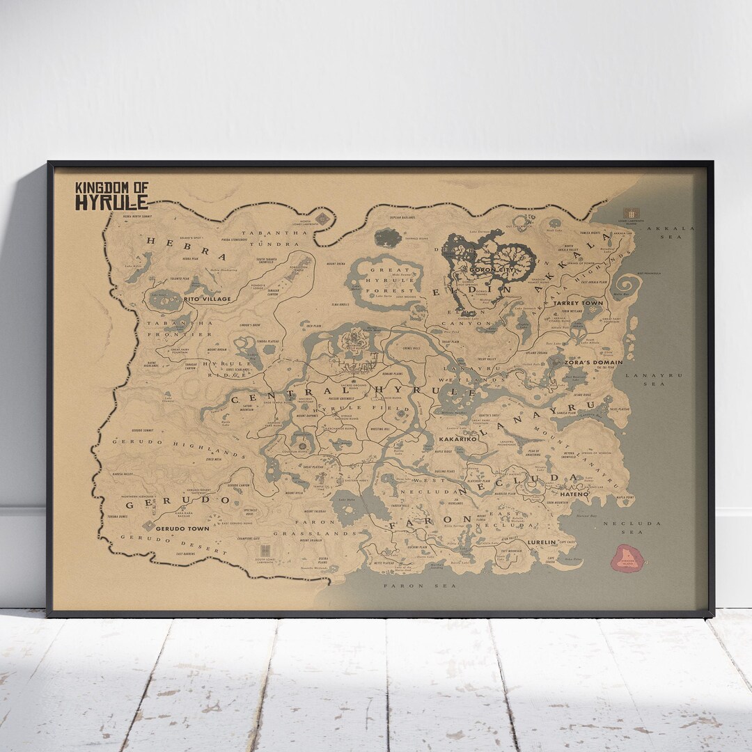 The Legend of Zelda Map Poster | Hyrule Wall Art | Unframed Canvas ...