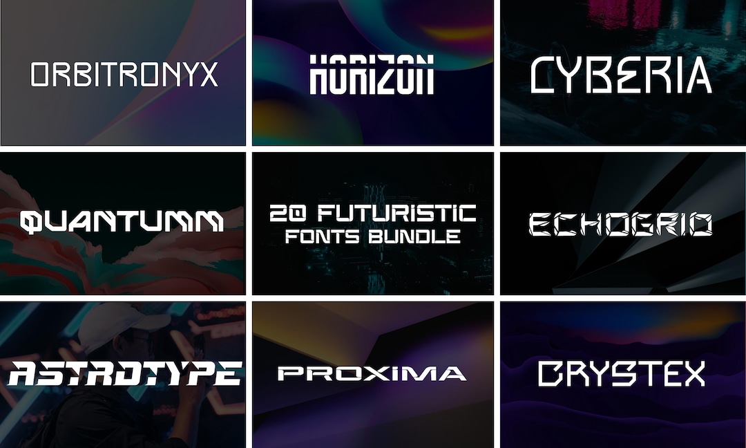 Futuristic Font Bundle, Techno Font, Futuristic Font, Scifi Font ...