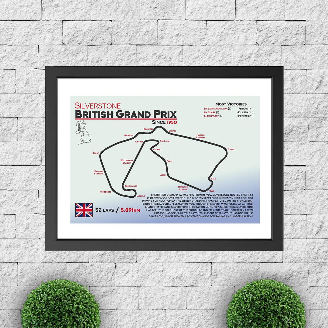 Silverstone British Grand Prix A4 Poster: Track Layout Art Print - Etsy