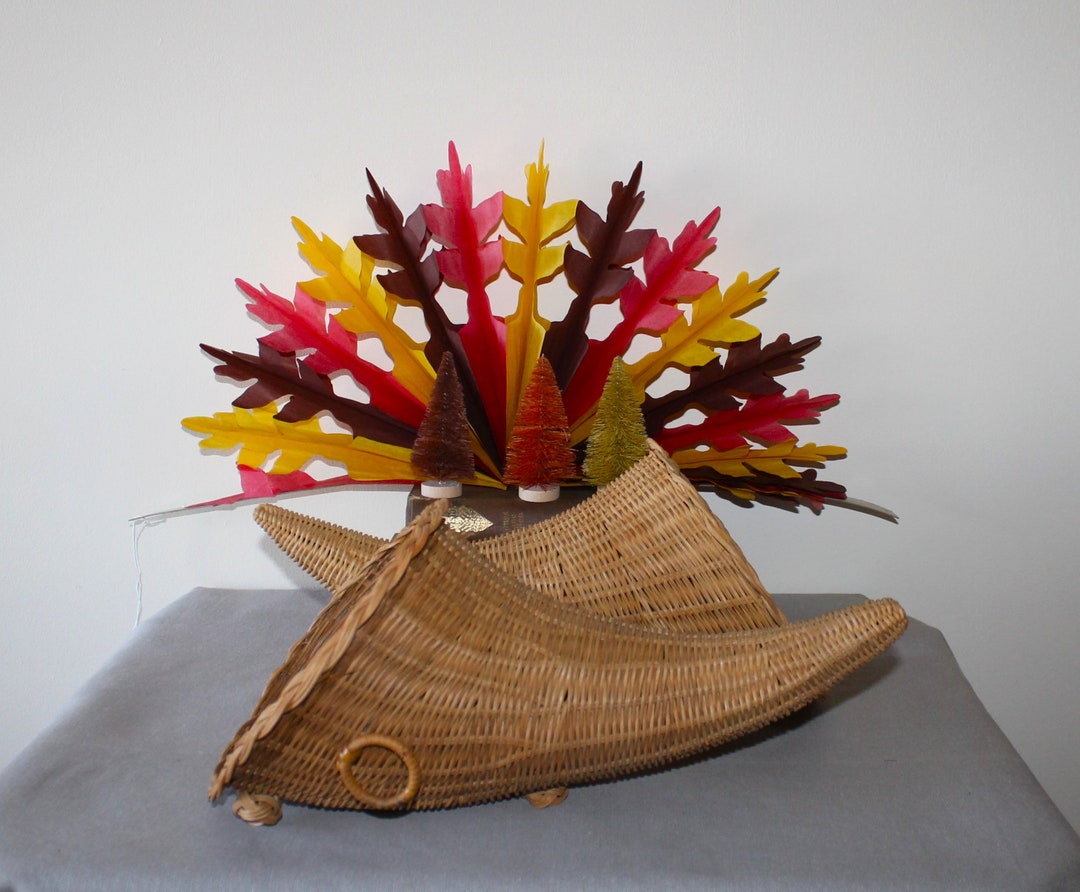 Cornucopia Wall Hanging, Vintage Cornucopia Natural Wicker Cornicopia ...