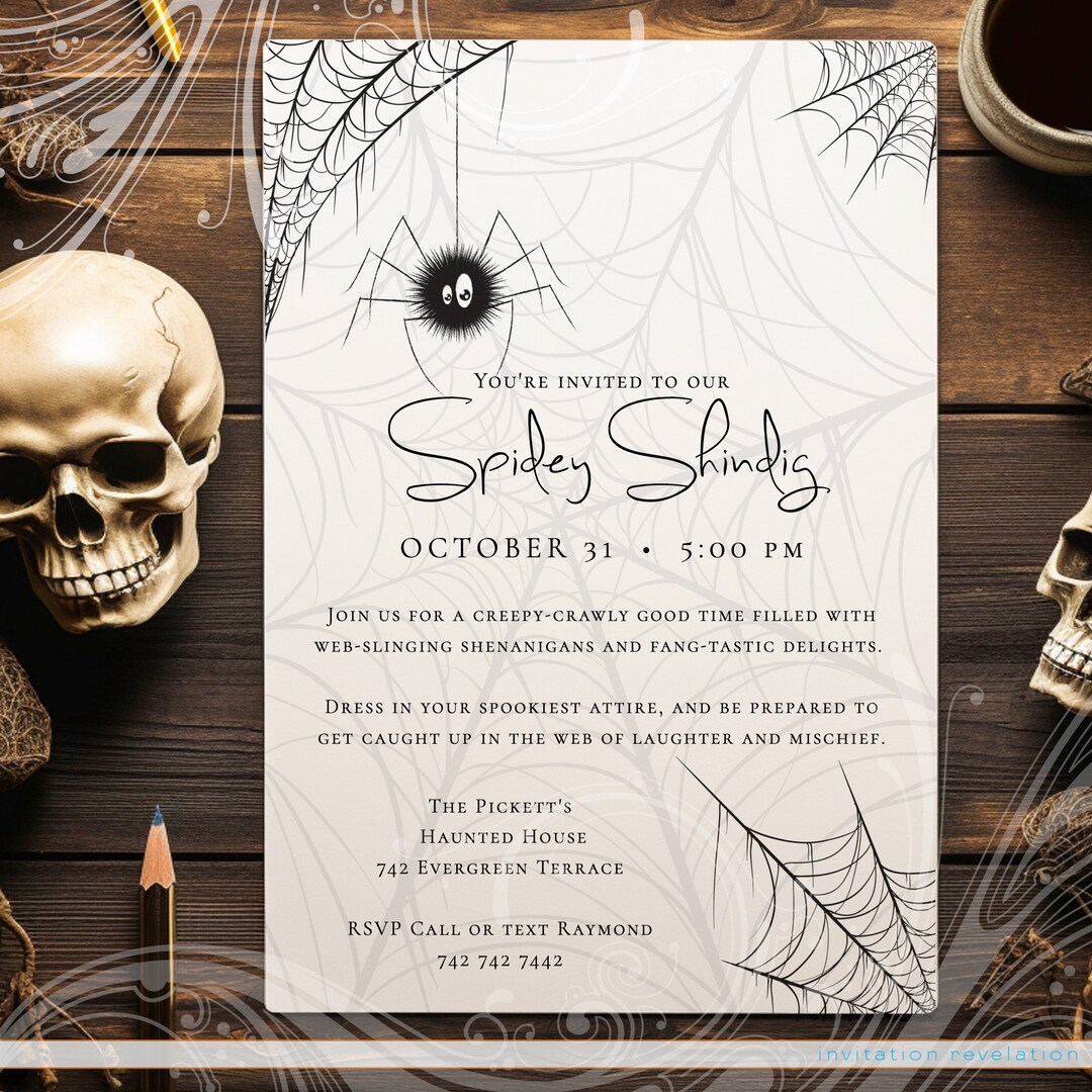 Spider Invite, Scary Invitation, Halloween Invitation, Halloween Party ...