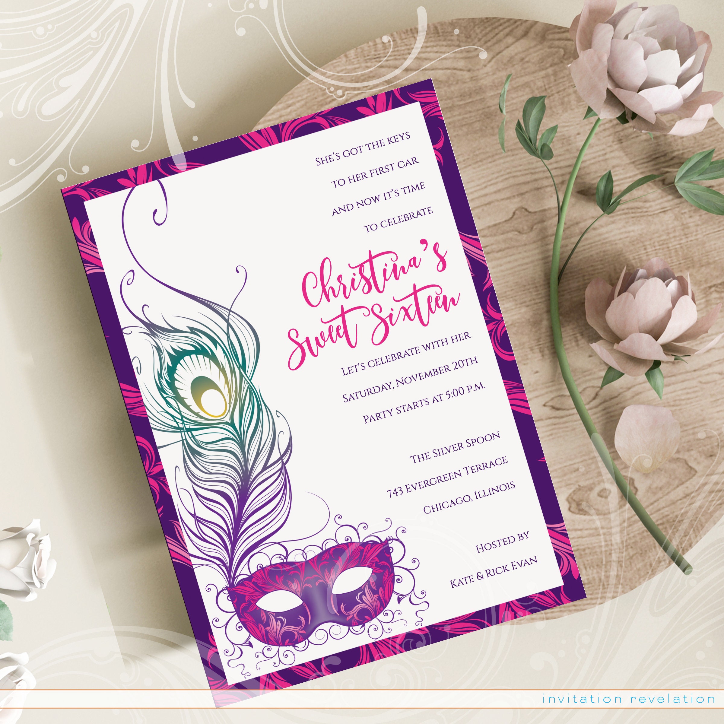 Masquerade Invite, Mardi Gras Invitation, Mask Invite, Masquerade Party ...