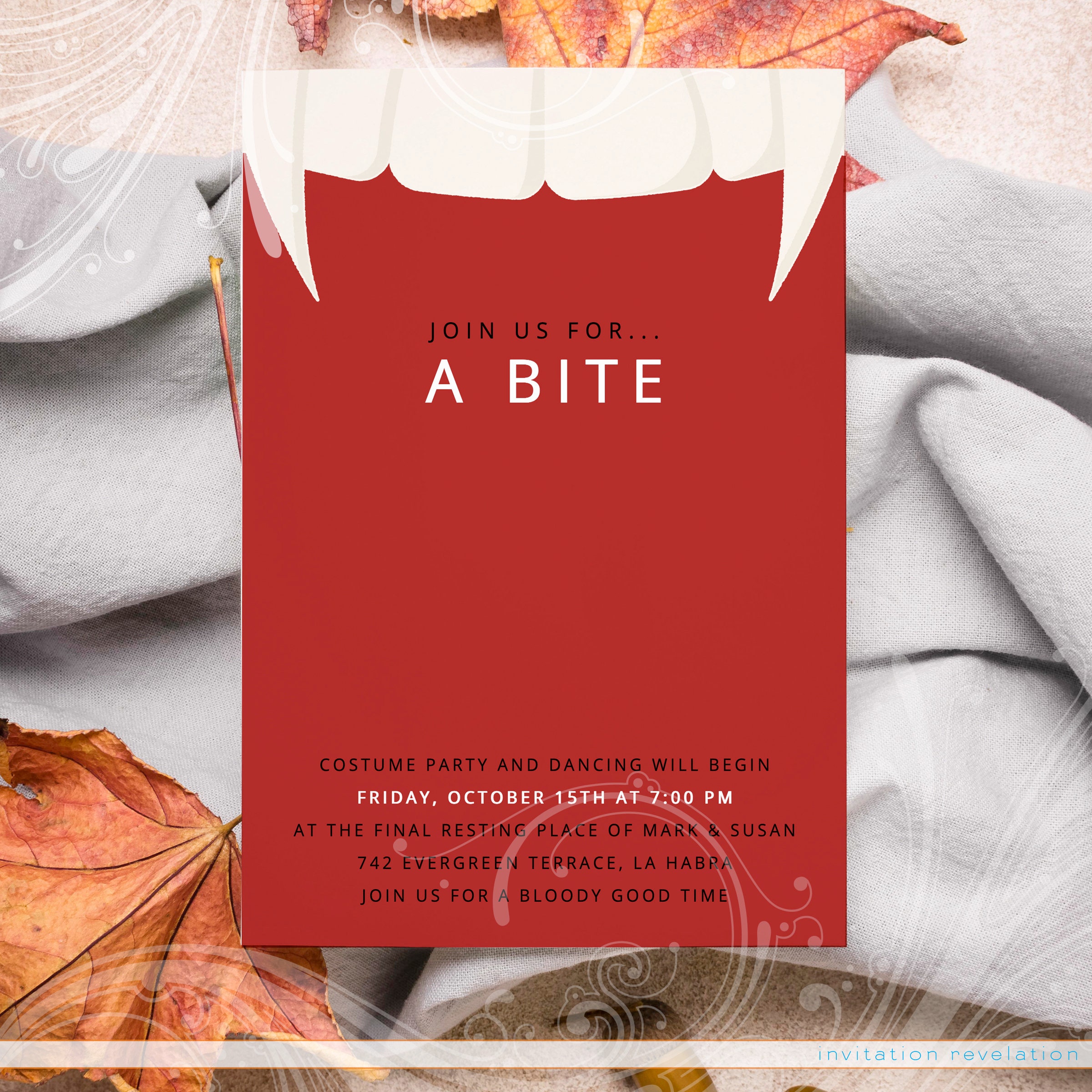 Just a Bite Invitation Vampire Invitation Halloween Invite - Etsy