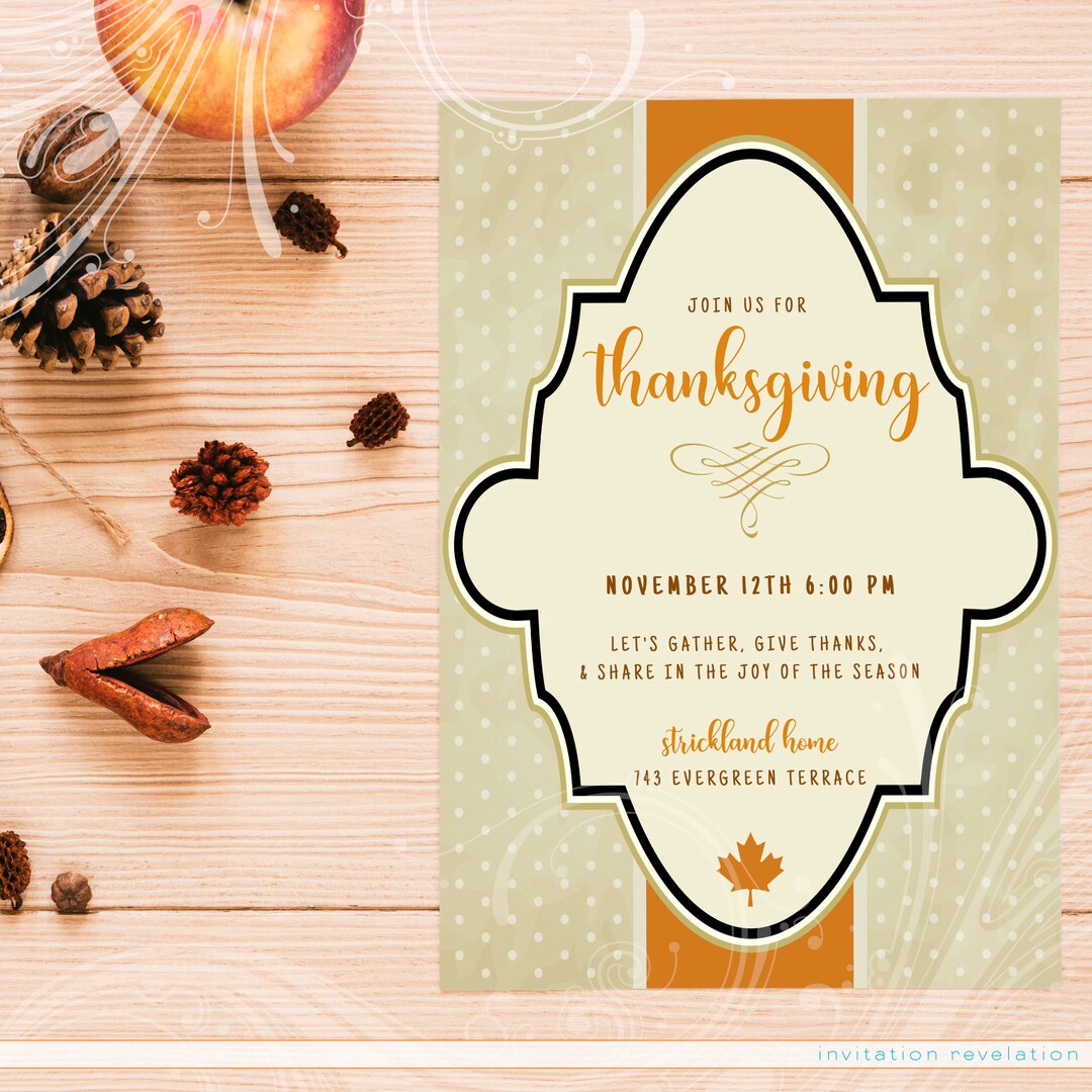Vintage Thanksgiving Invite, Thanksgiving Invite Fall Invite ...