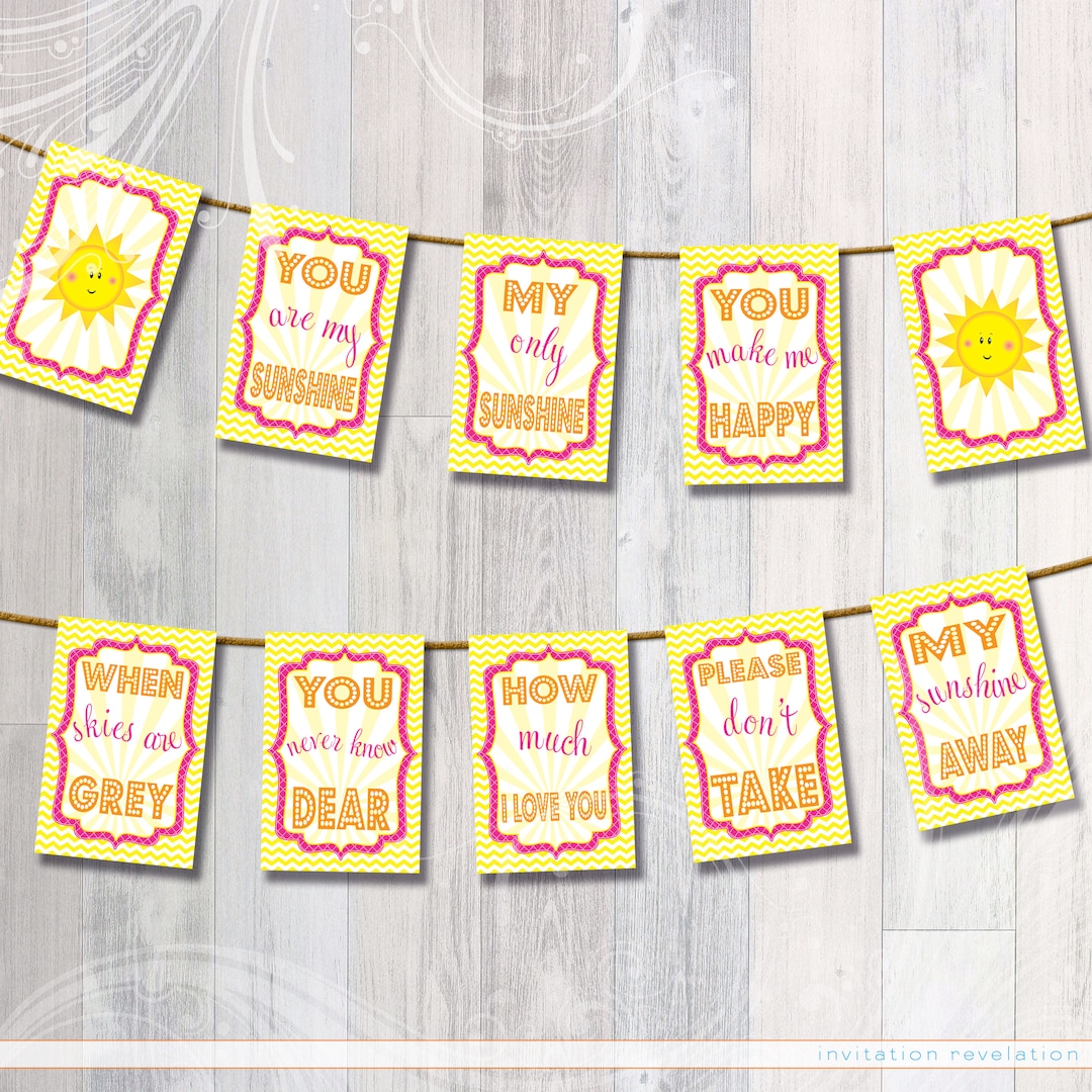 You Are My Sunshine Banner, Sunny Banner, Sunshine Party, Printable ...