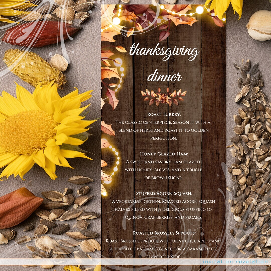 Fall Country Menu, Garden Menu, Autumn Harvest Menu, Thanksgiving Menu ...