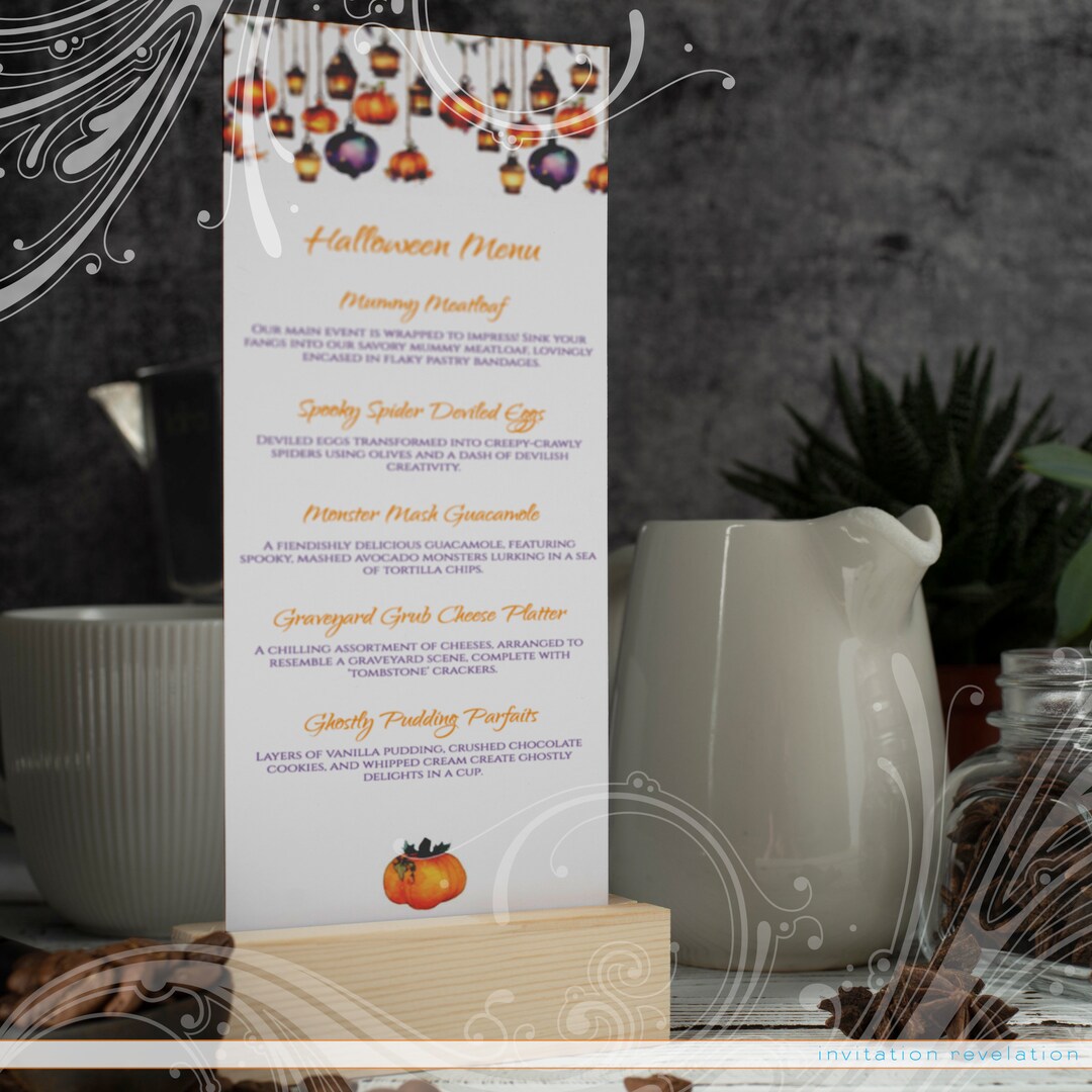 Pumpkin and Potions Menu, Halloween Menu, Party Menu, Gothic Menu ...
