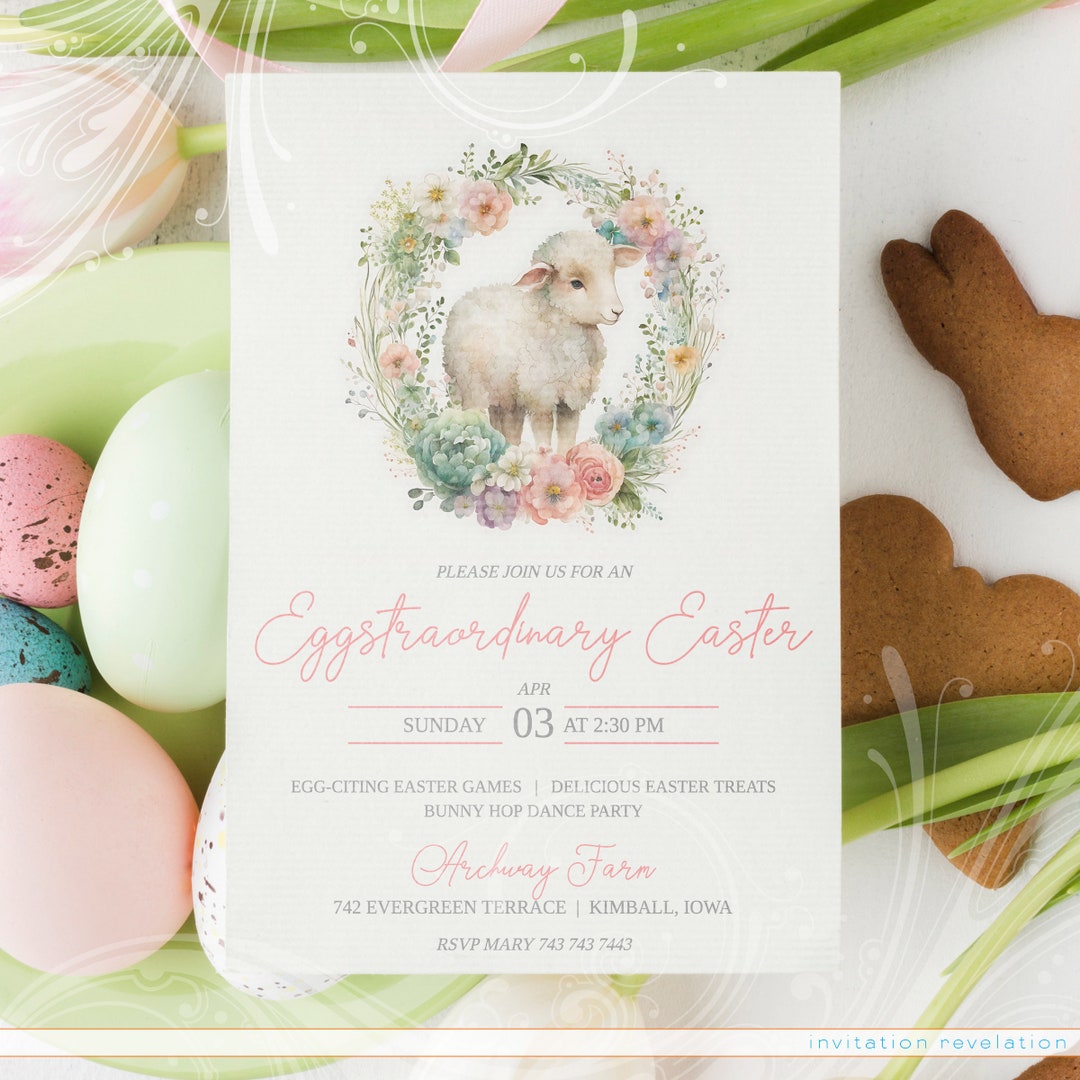 Easter Invitation Little Lamb Invite, Brunch Invitation, Spring Event ...