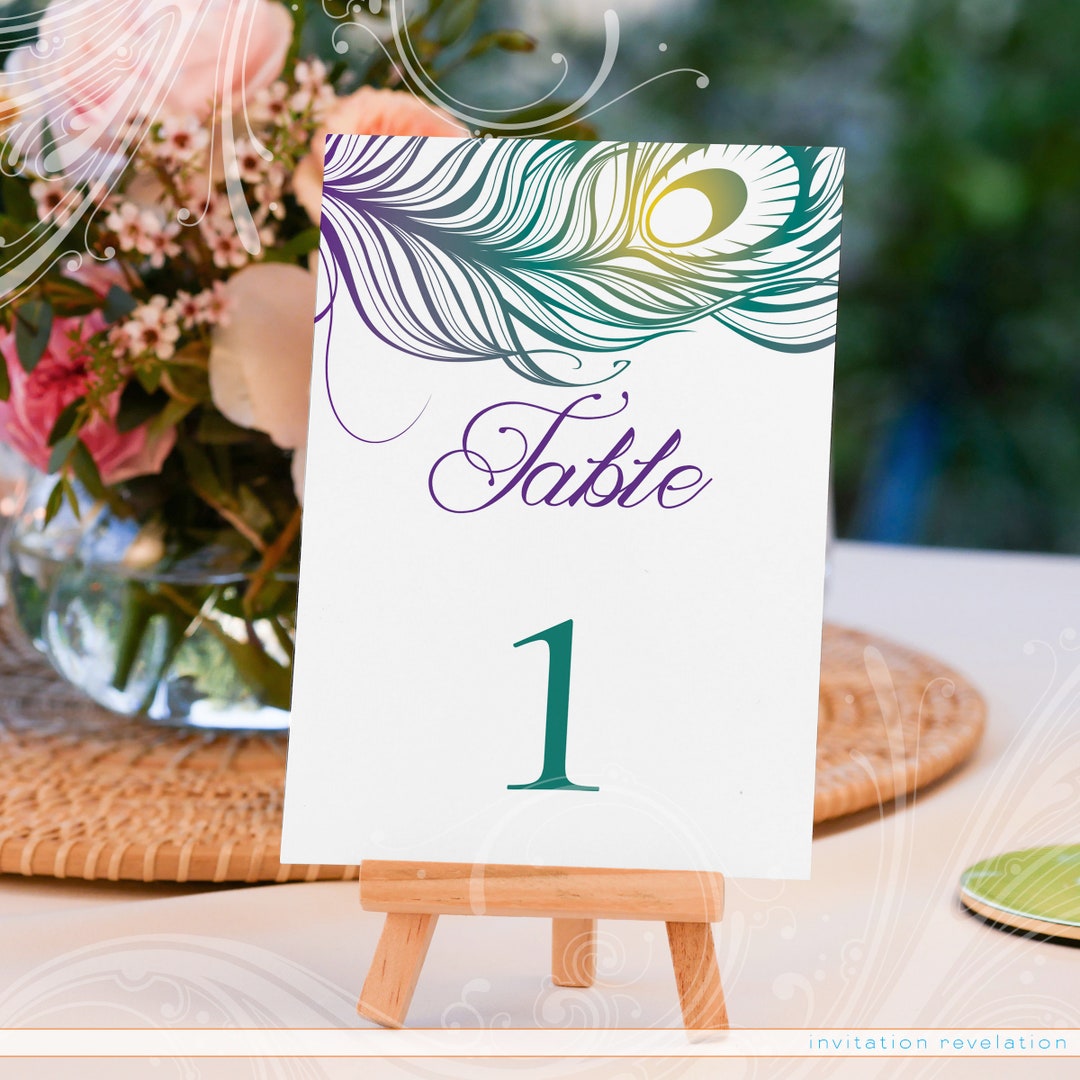 Peacock Feather Table Numbers, Table Number, Modern Peacock Table ...