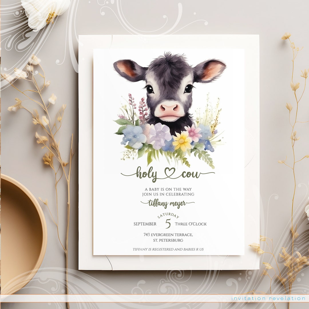 Cow Baby Shower Invite, Farm Baby Shower, Printable Invite, Gender ...