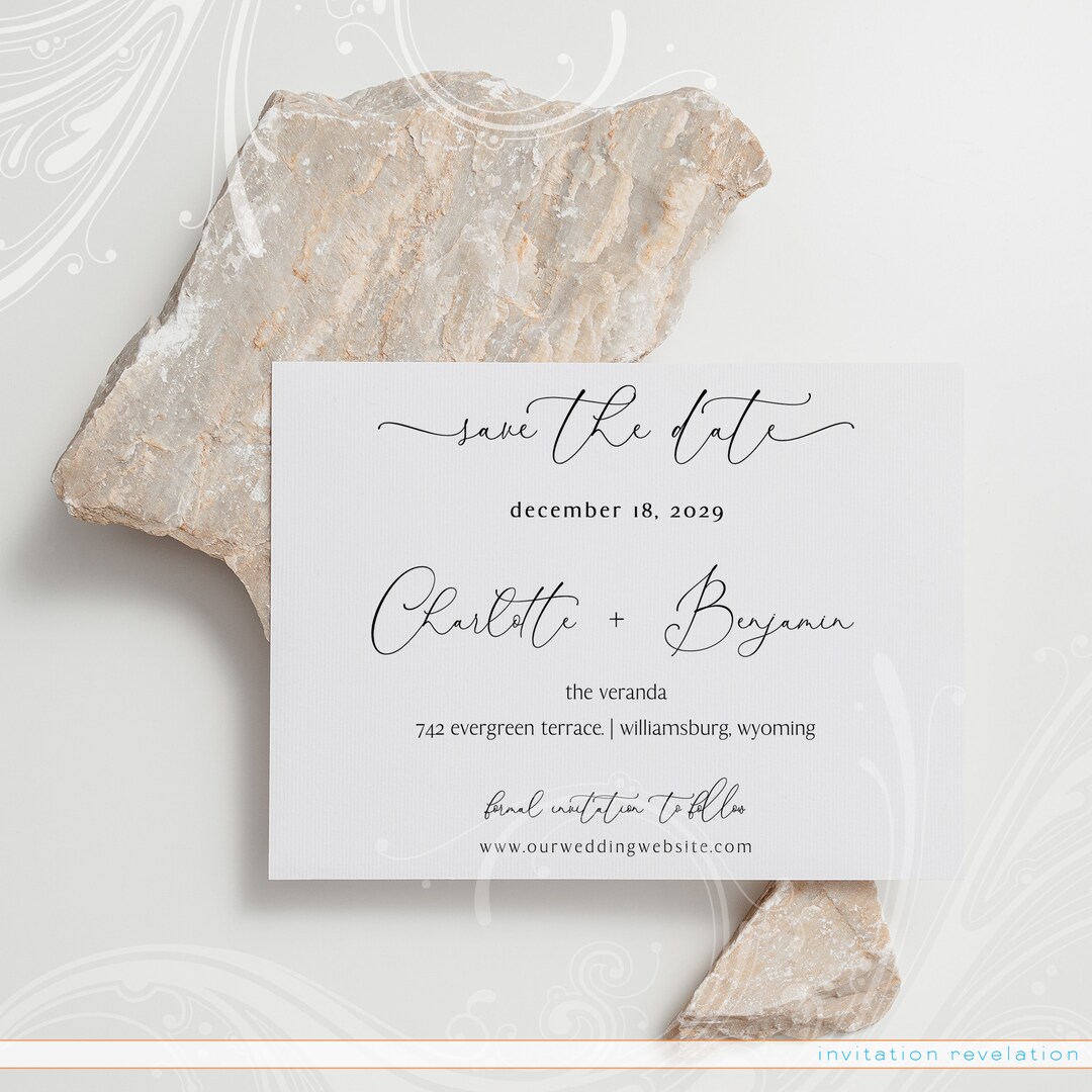 Calligraphy Save the Date, Printable Wedding, Card Template, Formal ...