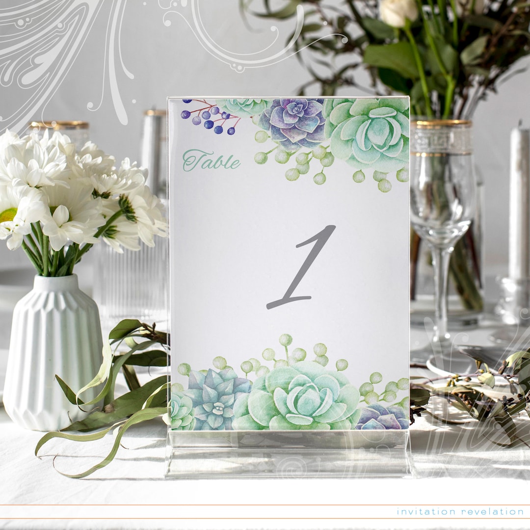 Pastel Succulent Table Number, Succulent Wedding, Outdoor Design ...