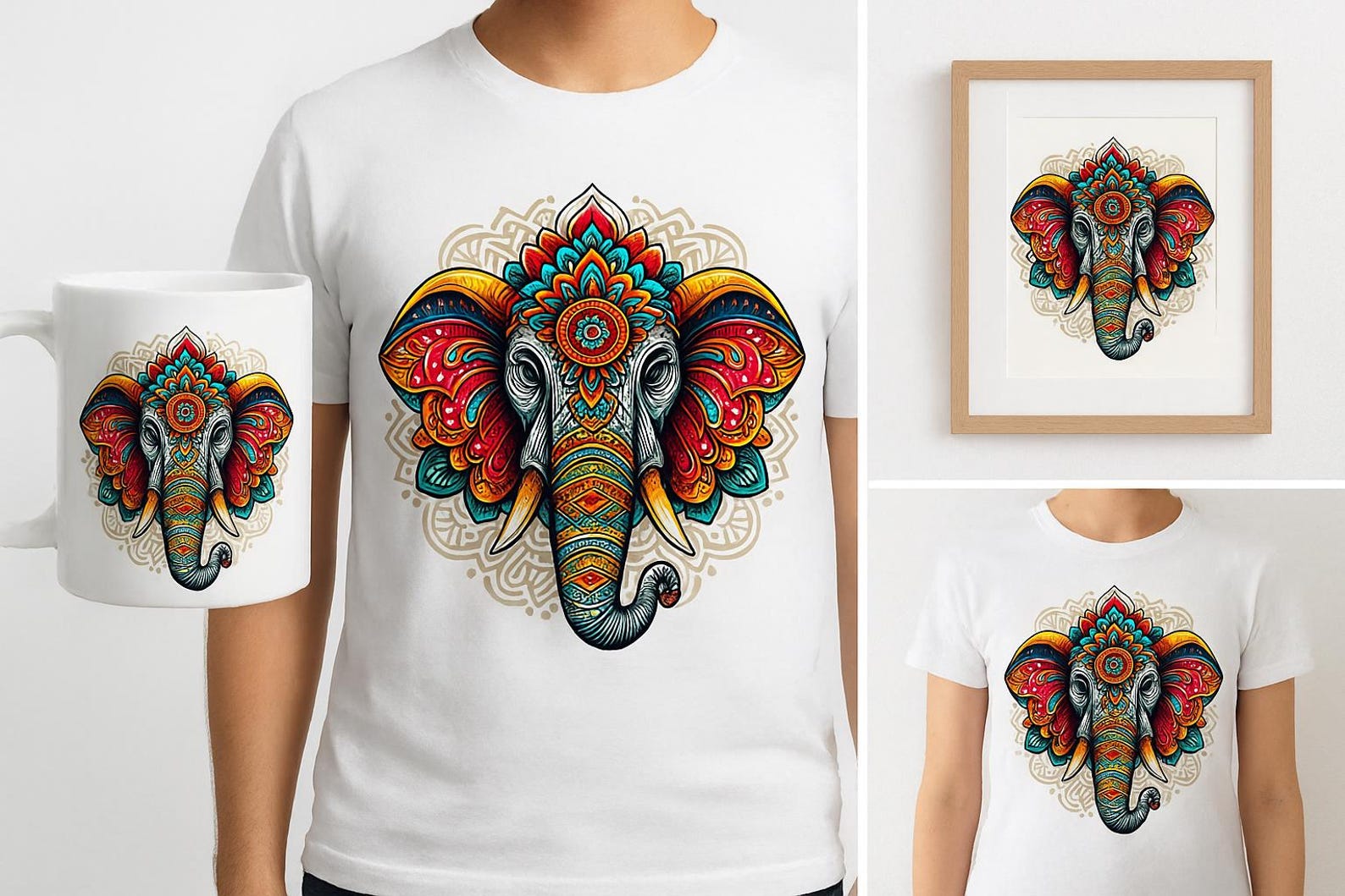 Boho Bliss: Elephant Mandala Sacred Geometry Printable Wall Art - Etsy