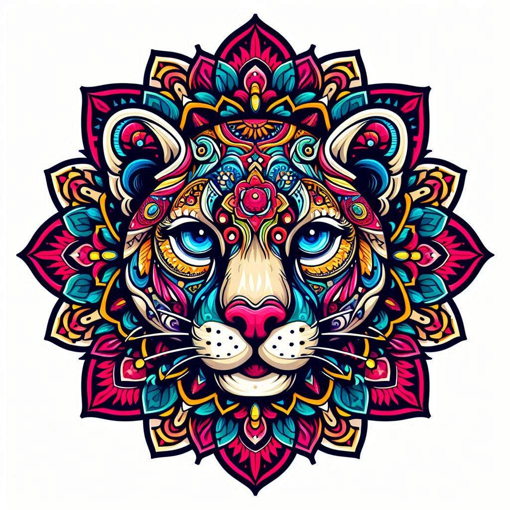 Puma Mandala Printable – Tribal Jungle Wall Art, Boho Animal Design ...