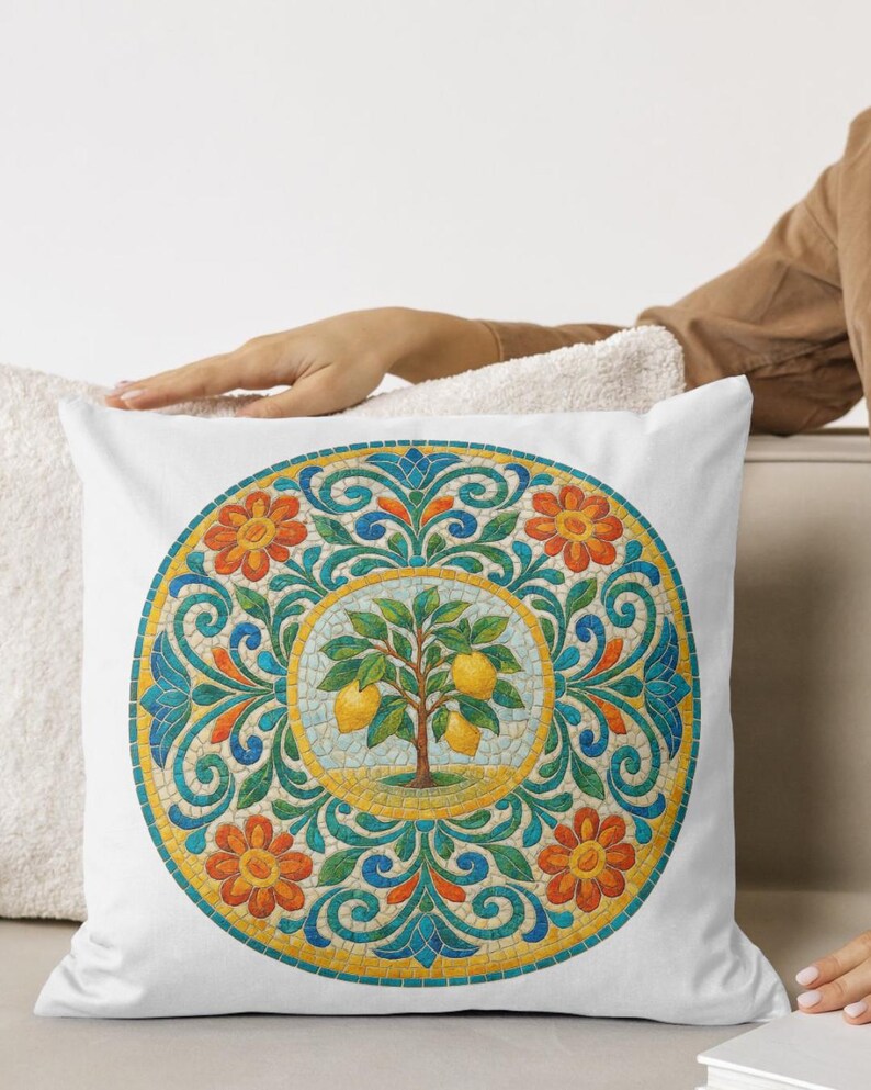 Lemon Tree Mandala – Gaudí-inspired Floral Mosaic Art Print - Etsy