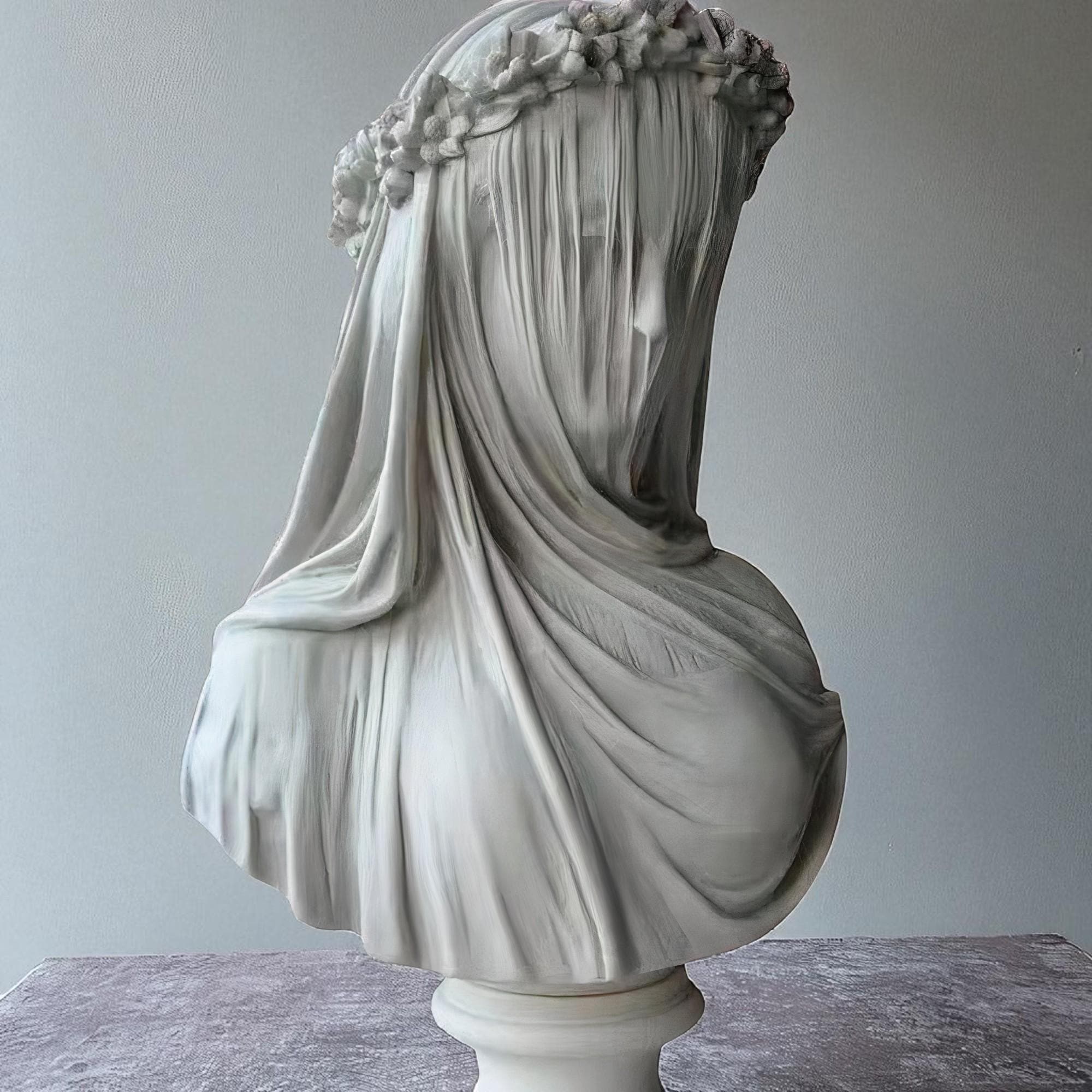 Veiled Woman Resin Bust Statue Elegant Draped Face Art Sculpture - Etsy UK
