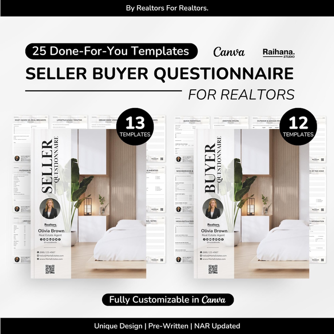 Real Estate Buyer Seller Questionnaire, Editable Intake Forms for ...