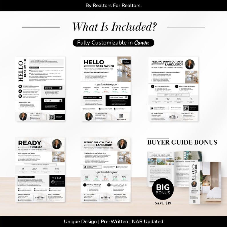 Absentee Owner Letter Templates for Realtors, Editable Canva Realtor ...
