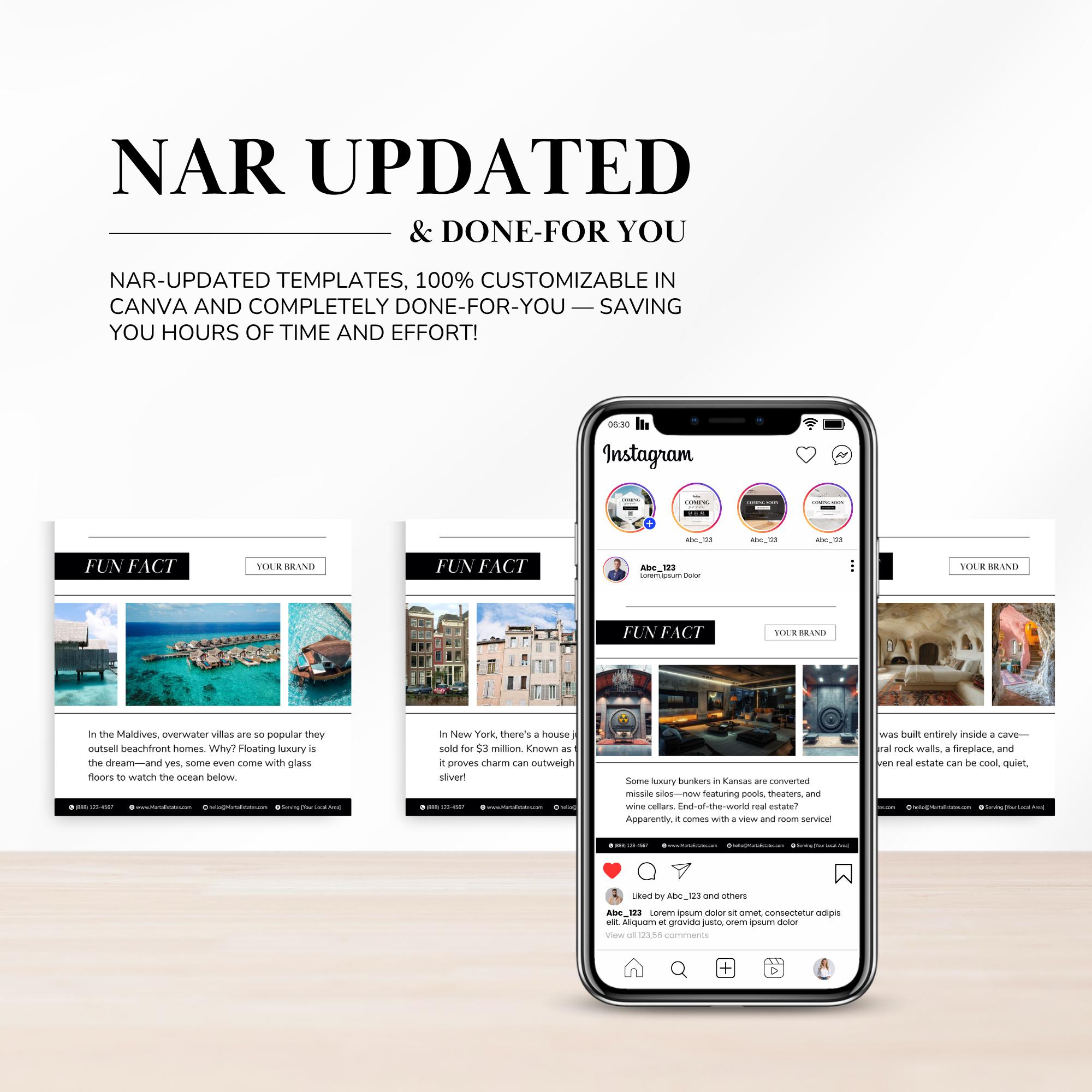 Real Estate Fun Facts Instagram Templates for Realtors, Realtor Fun ...