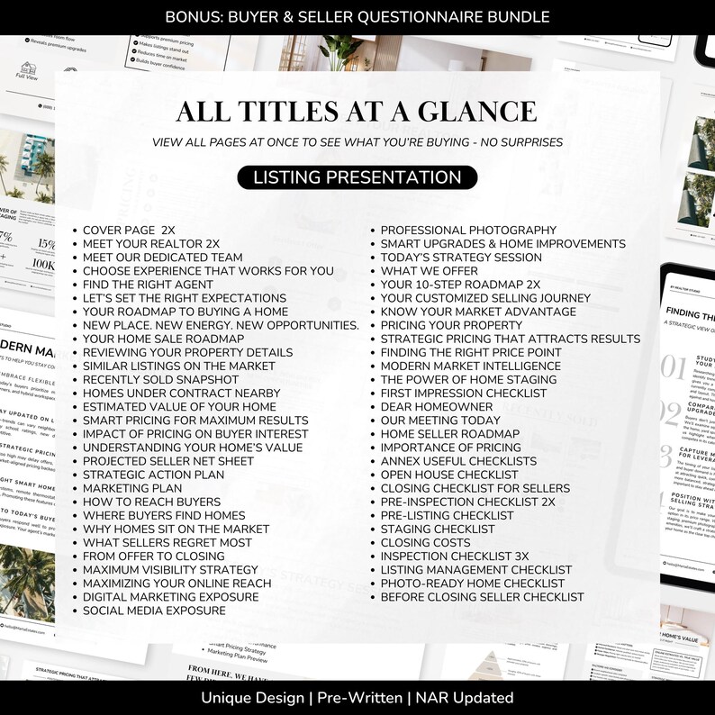 Listing Presentation Templates for Realtors, Realtor Listing ...