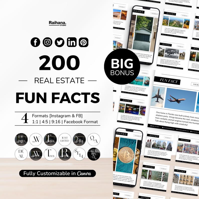 Real Estate Fun Facts Instagram Templates for Realtors, Realtor Fun ...