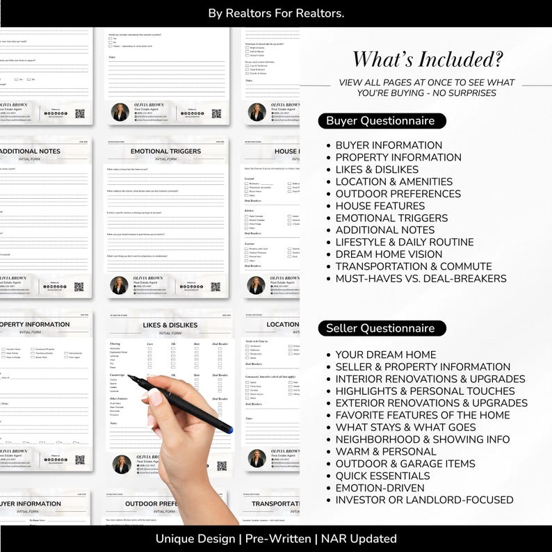 Real Estate Buyer Seller Questionnaire, Editable Intake Forms for ...