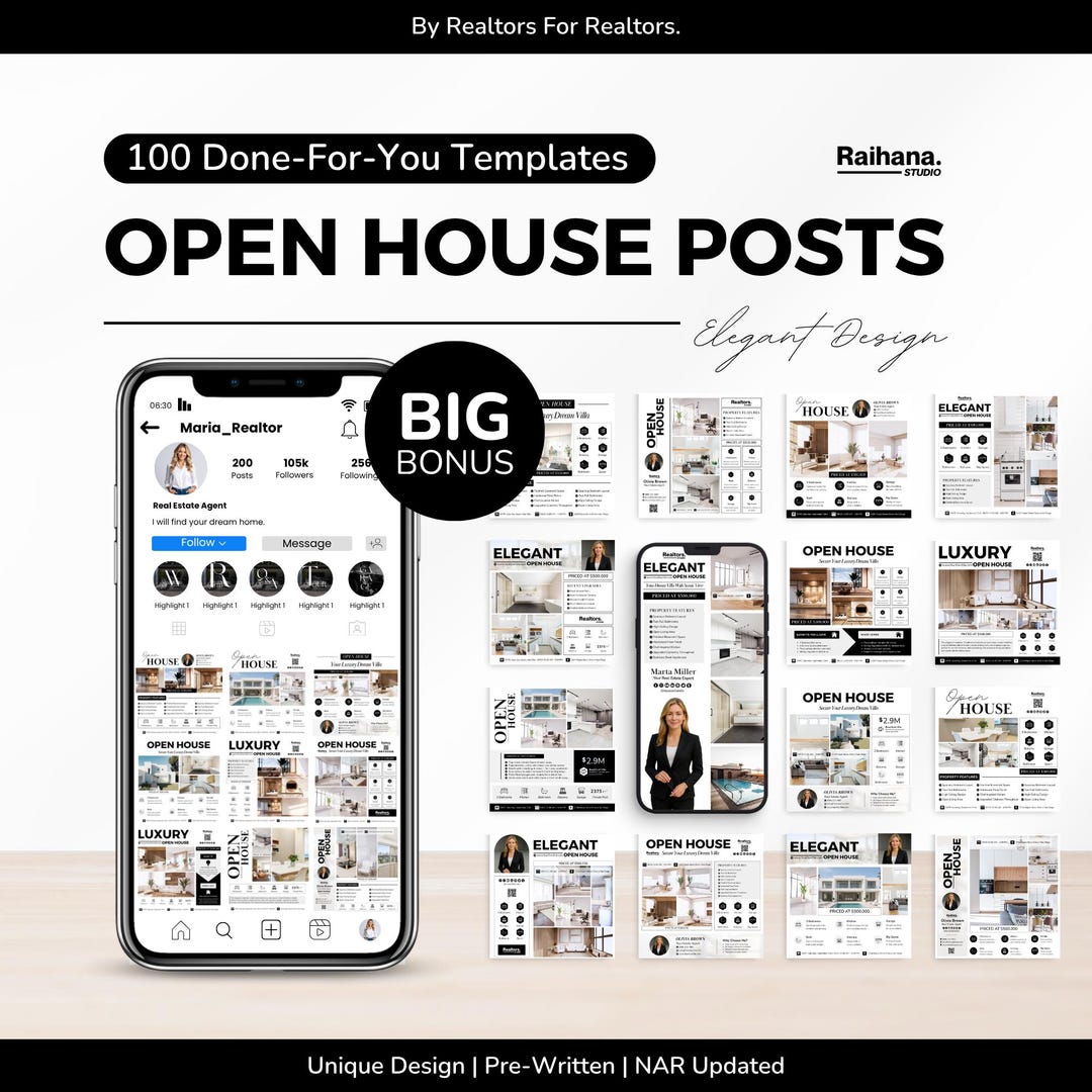 Real Estate Open House Instagram Templates for Realtors, Realtor Open ...