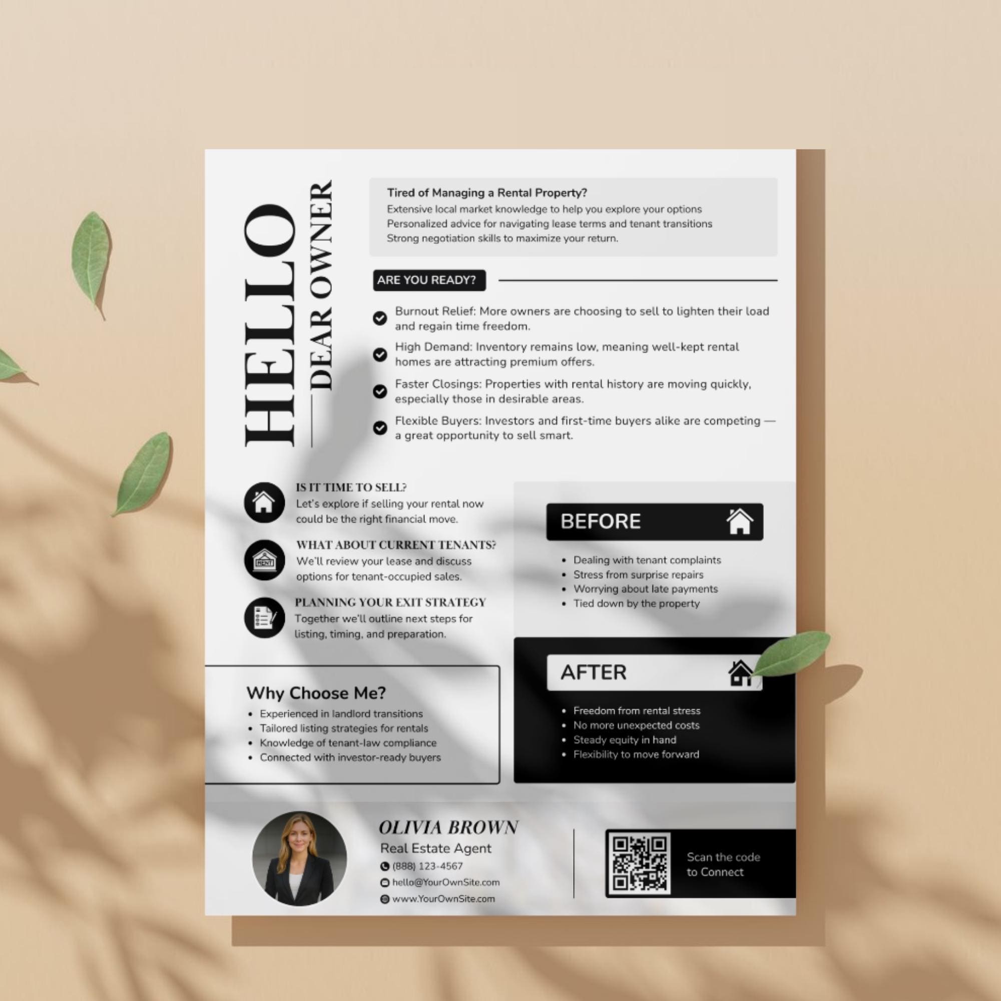 Absentee Owner Letter Templates for Realtors, Editable Canva Realtor ...