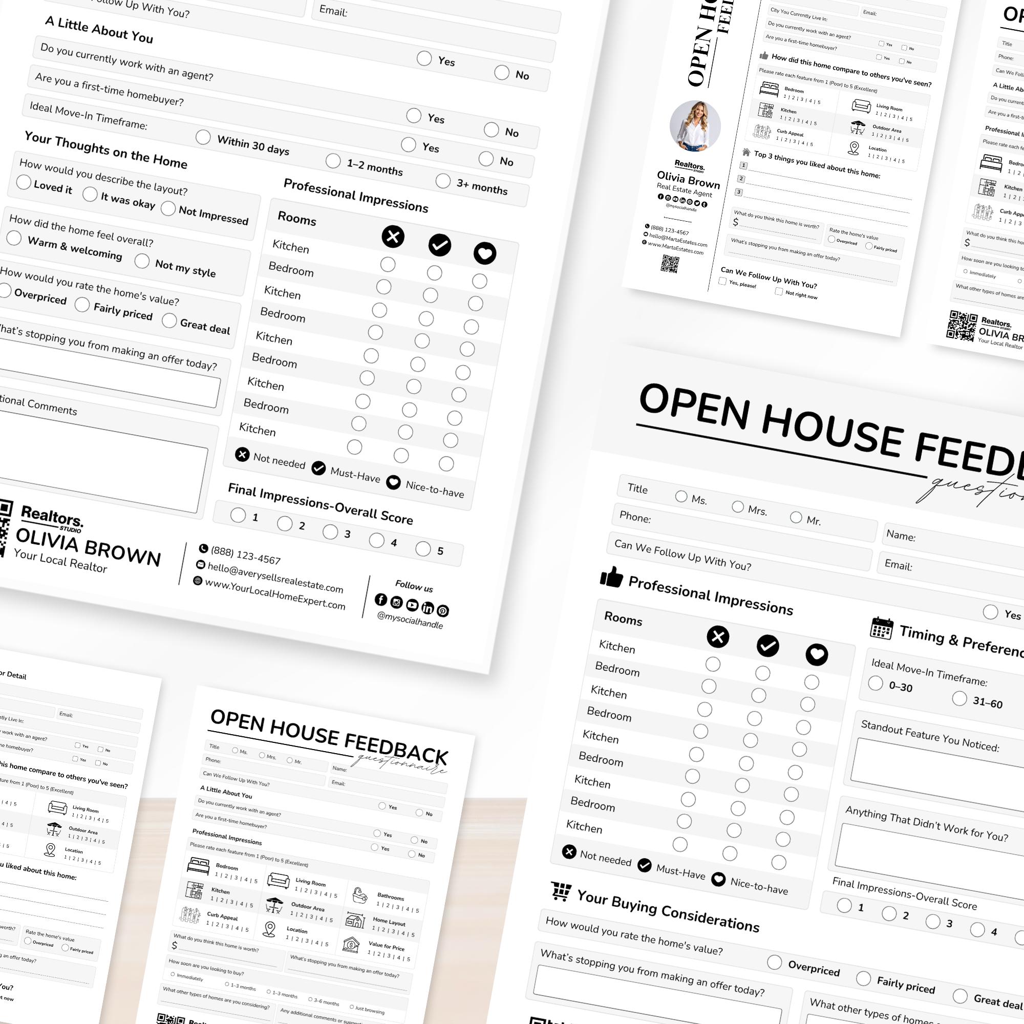 Open House Feedback Form Templates for Realtors, Realtor Feedback Forms ...