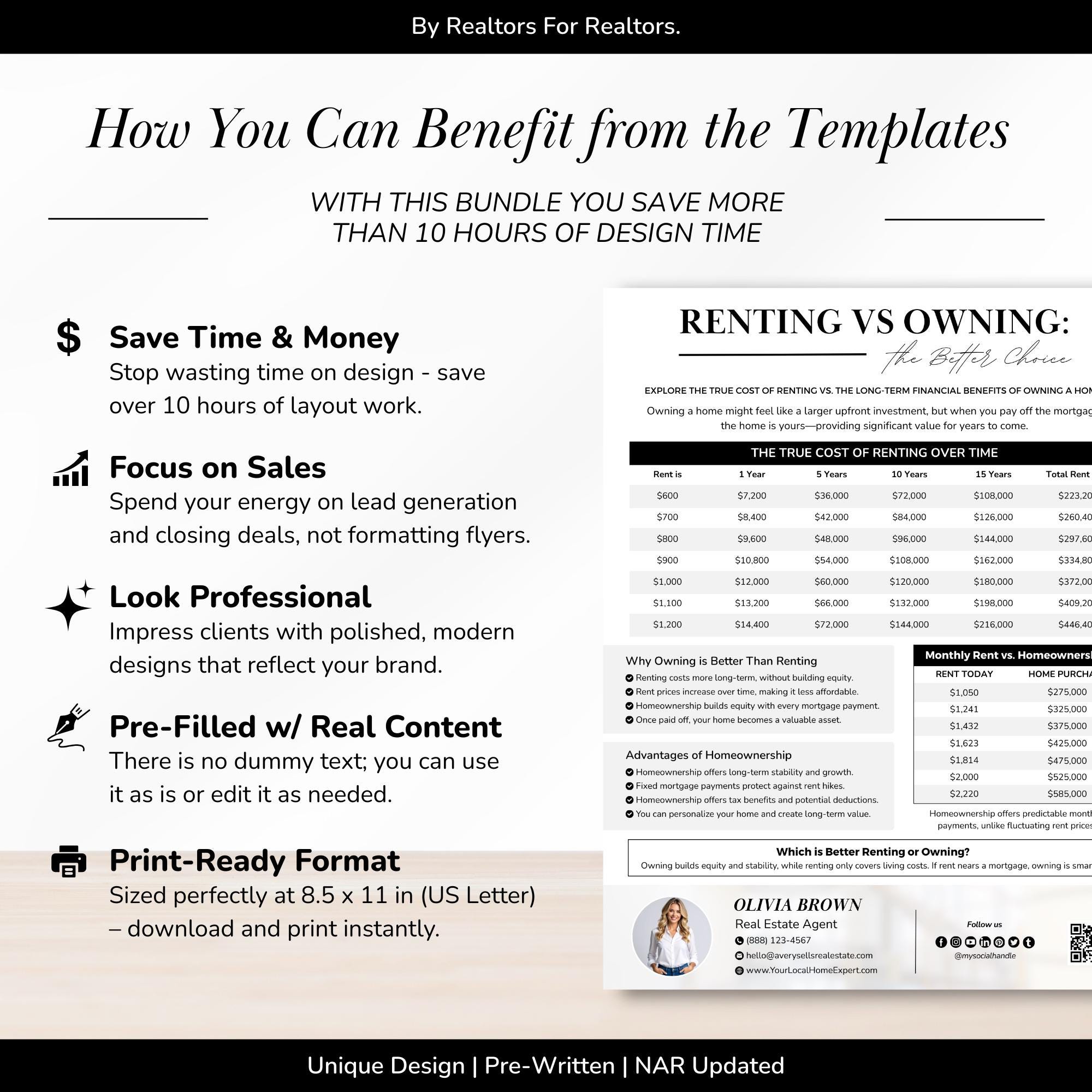 Rent Vs Own Flyer Template for Realtors, Renting Vs Owning Flyer ...