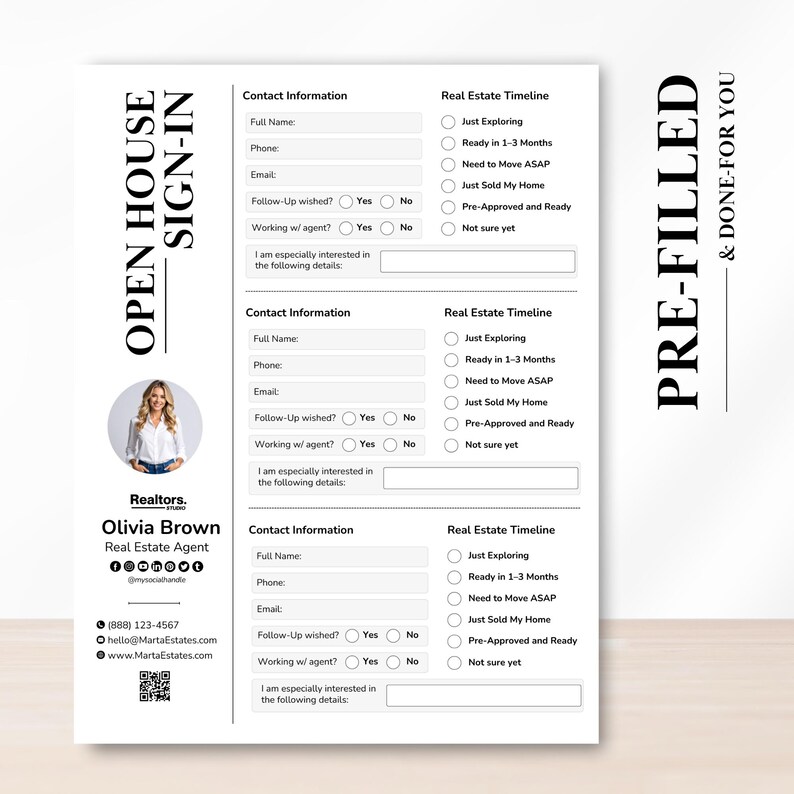 Open House Sign in Form for Realtors, Open House Sign-in Form for ...