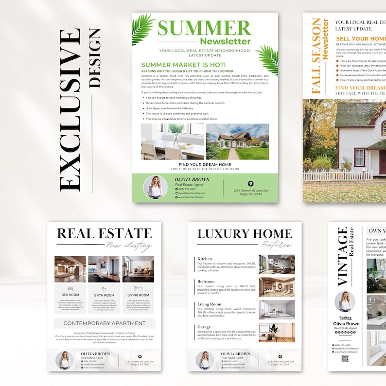 Real Estate Newsletter Bundle Templates for Realtors, Realtor ...