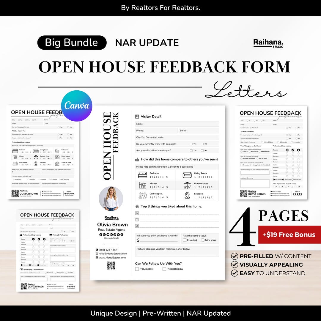 Open House Feedback Form Templates for Realtors, Realtor Feedback Forms ...