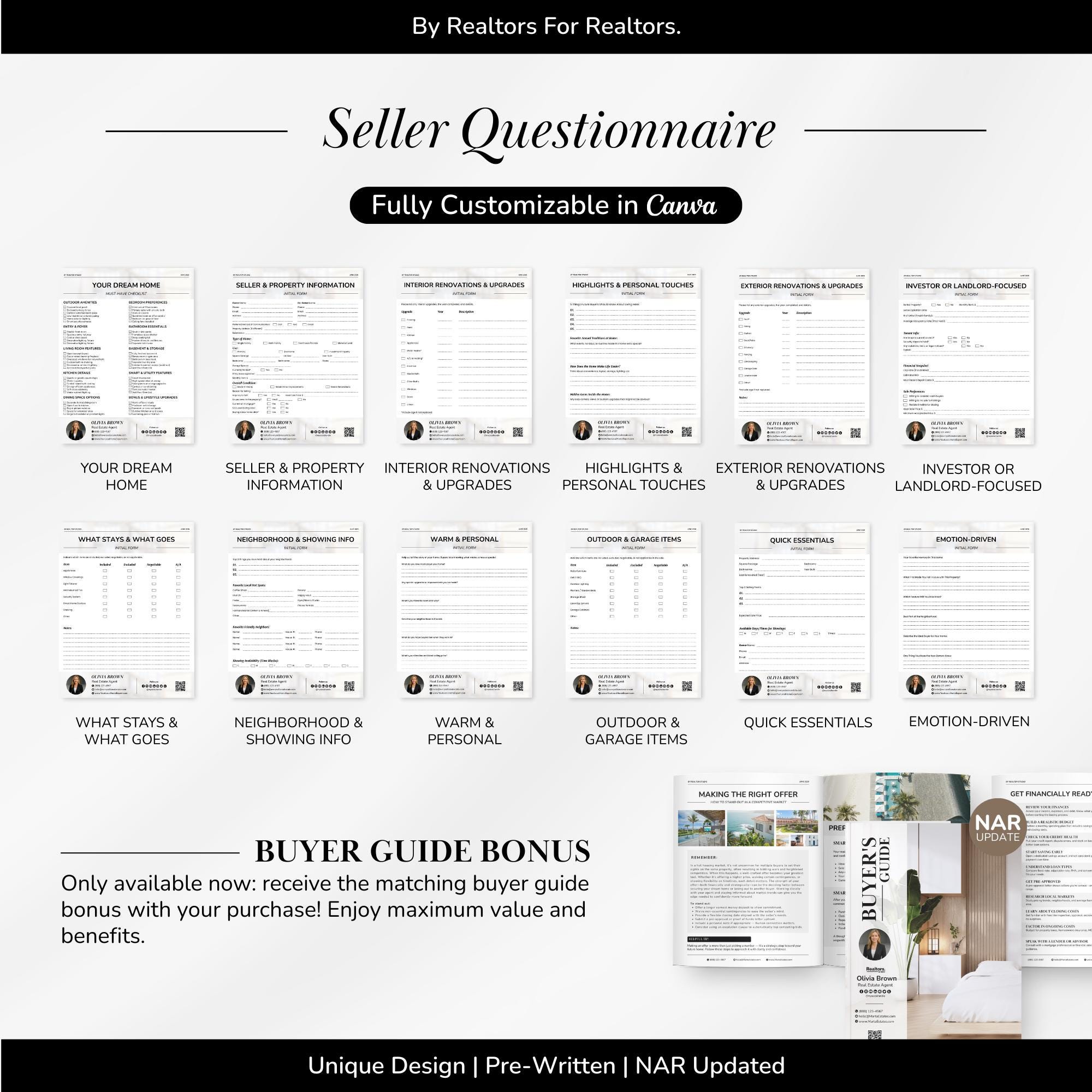 Real Estate Buyer Seller Questionnaire, Editable Intake Forms for ...