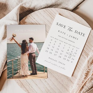 Editable Save the Date Template With Photo & Calendar, Front and Back ...