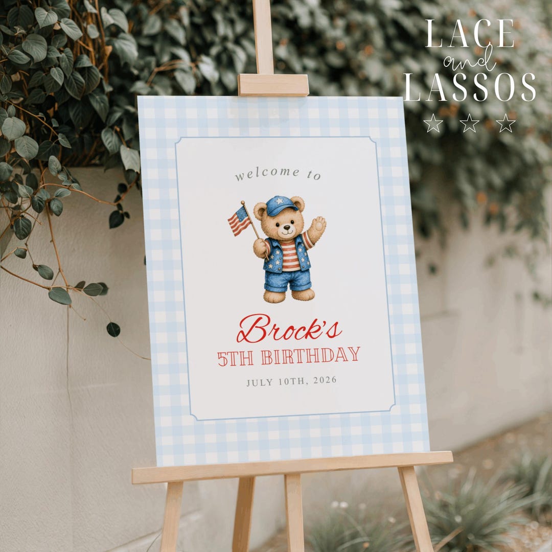 All American Boy Birthday Welcome Sign, Little Firecracker, Patriotic ...