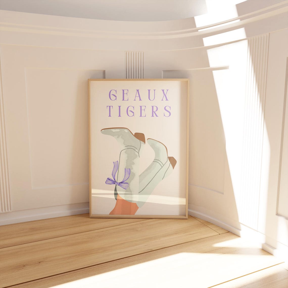 LSU Coquette Cowgirl Boots Wall Art, LSU Wall Art, College Bow Print ...