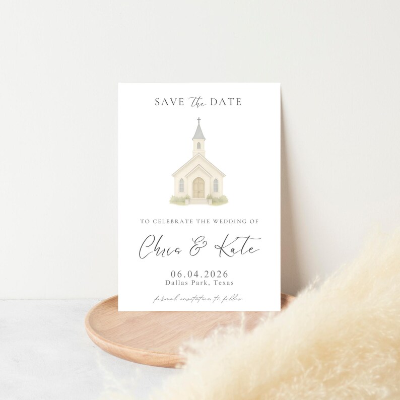 Editable Wedding Save the Date Invitation, Wedding Church Save the Date ...