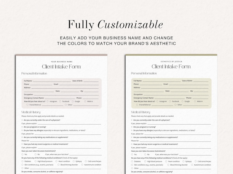 Esthetician Client Intake Form Medspa Consultation Form New Patient Consent Editable Canva ...