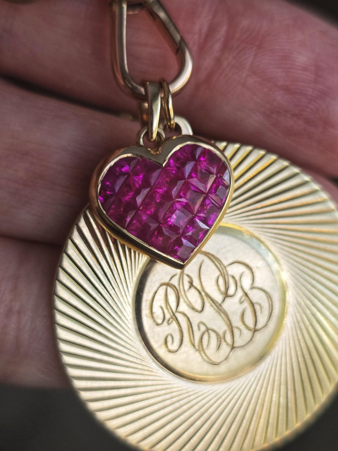 14k Invisible Set Hand Cut Princess Cut Ruby Heart Pendant/charm - Etsy