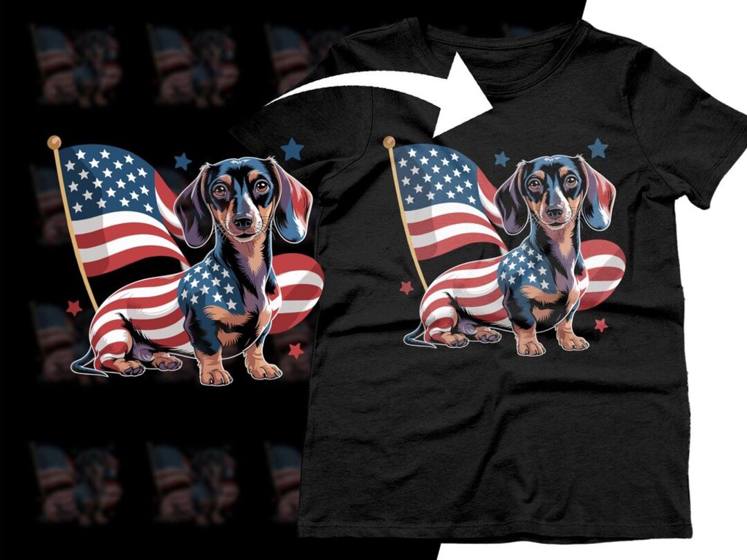 Patriotic Dachshund PNG, USA Flag Dog Graphic, 4th of July Clipart ...