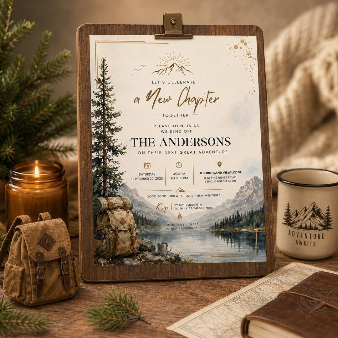 Moving Away Party Invitation, New Chapter Farewell Invite, Mountain ...