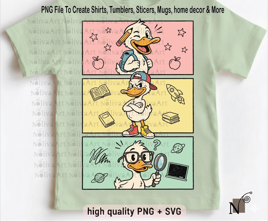 Duck Triodesign PNG SVG – Nerd Duck – Back to School Shirt Print - Etsy