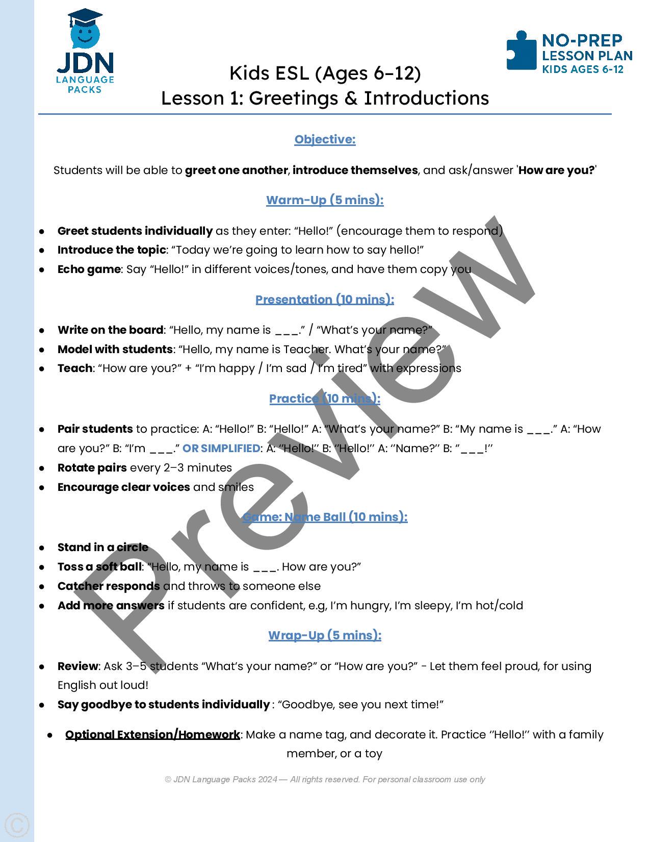 No-prep ESL Worksheets for Kids - 10 Printable English Lessons With ...