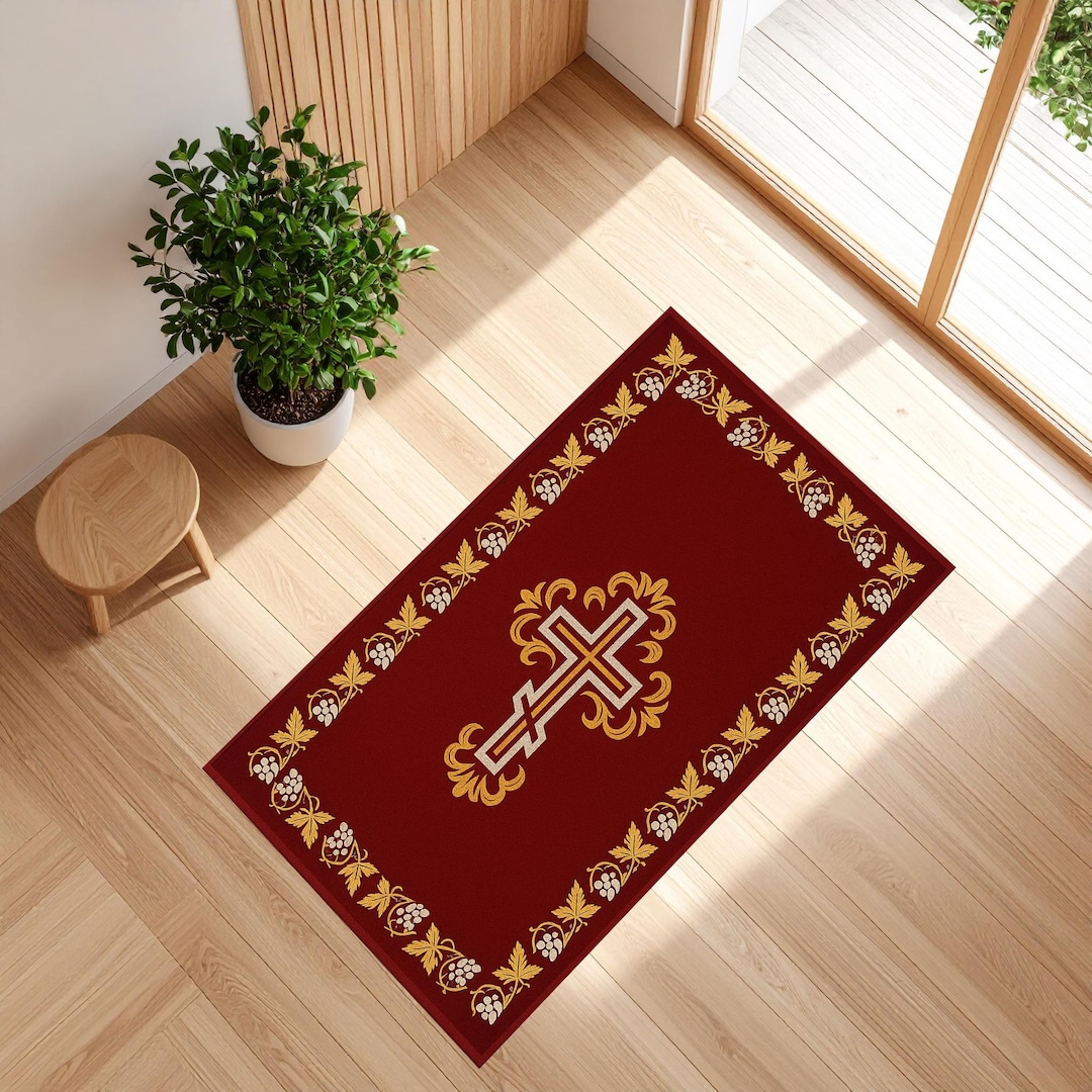 Personalized Christian Prayer Rug – Catholic Meditation Mat With Cross ...