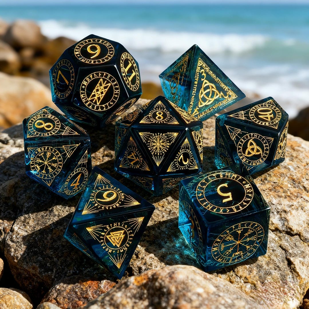 Cobalt Blue Art Glass Dice DND Set | Tabletop Gaming Collector's Gift ...