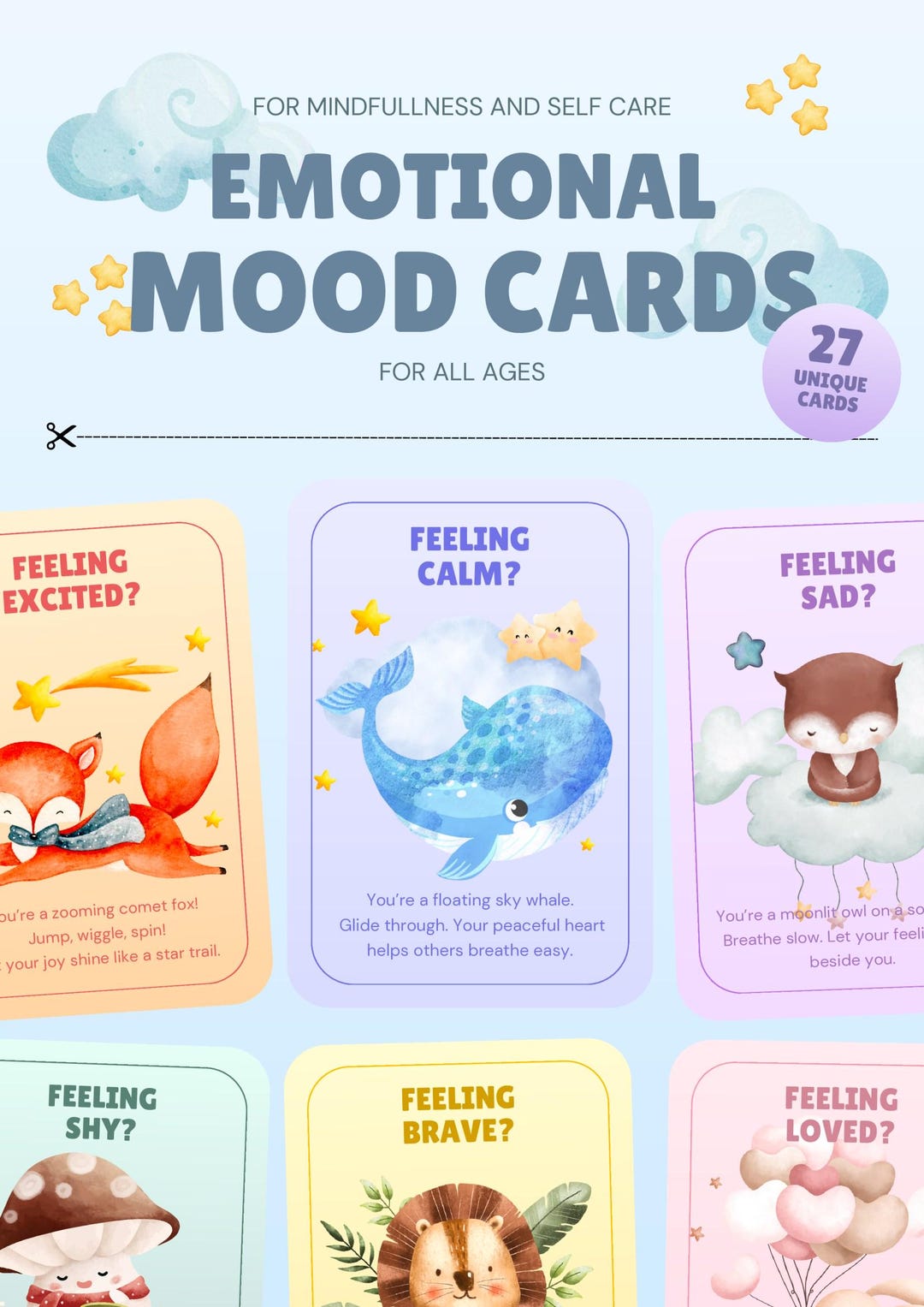 Printable Mood Cards – 27 Illustrated Emotion Flashcards for ...